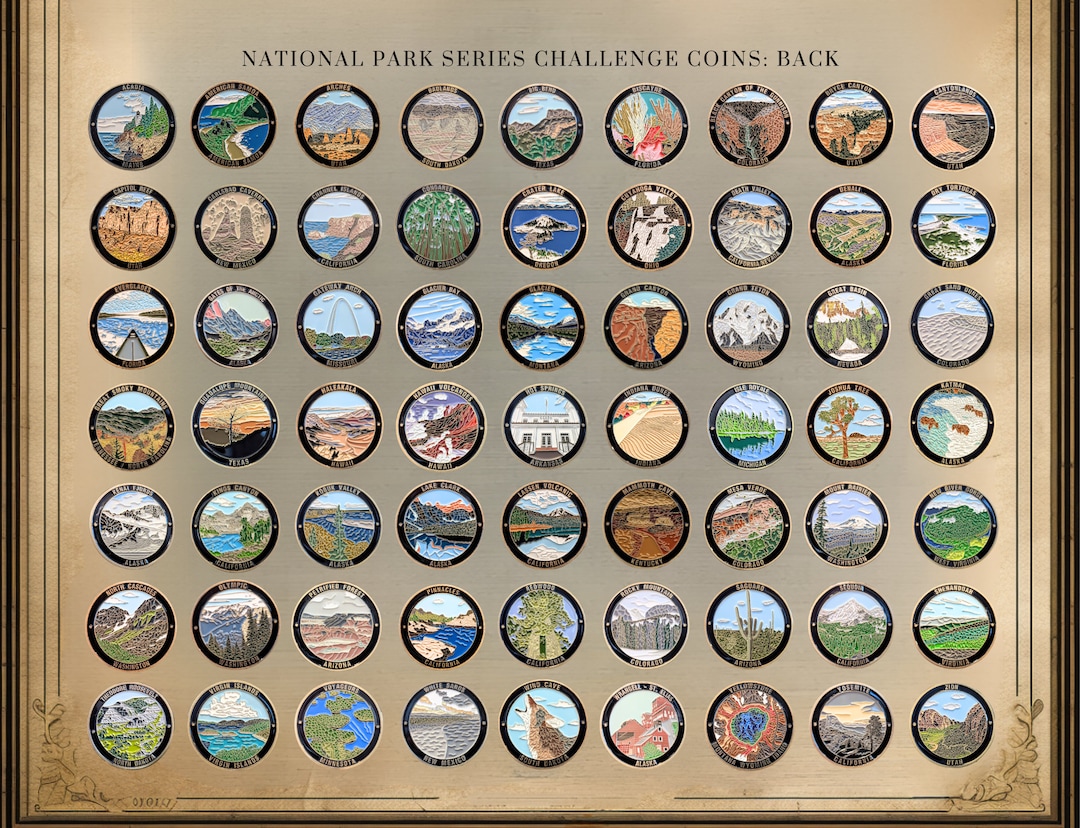 Complete 63 National Parks Challenge Coins Collection - Etsy