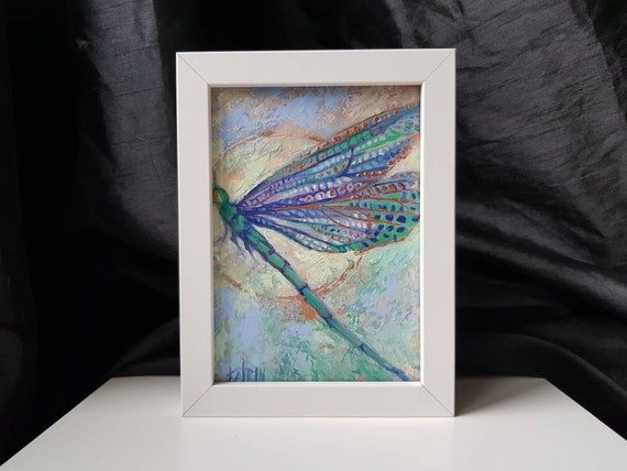 Dragonfly Abstract Original Oil Painting 7x5 | Etsy