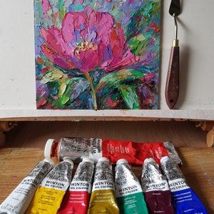 Bright Spring Pink Peony Original Impasto Oil Painting Abstract Floral ...