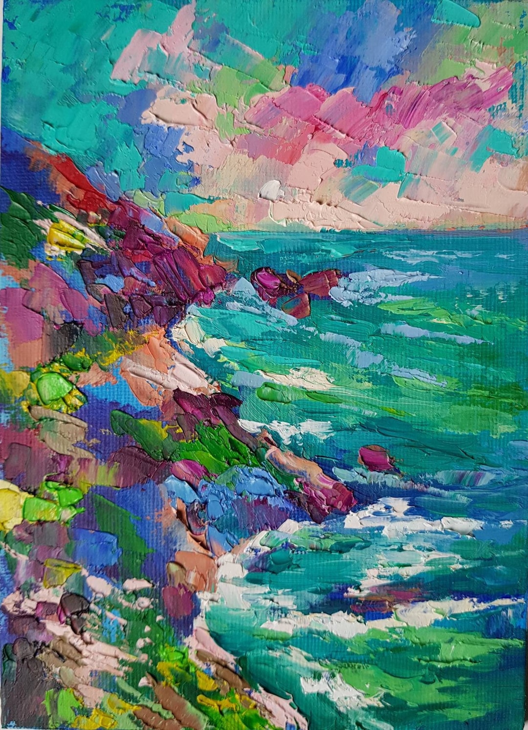 Rocky Shore Coastal: 5x7 Abstract Landscape - Etsy