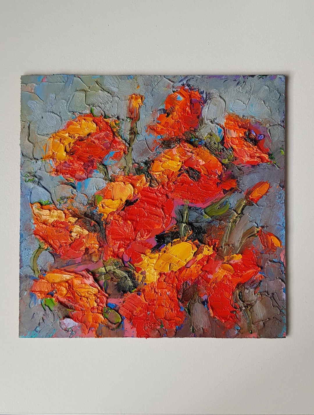 Poppy Painting Original Floral Art Impasto Painting Red Poppy Artwork ...