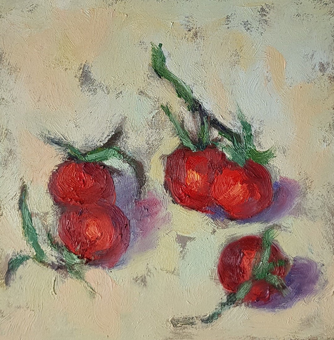 Tomatoes Painting Still Life Oil Painting Impasto Kitchen Wall Decor ...