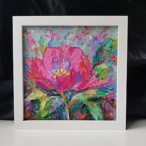 Bright Spring Pink Peony Original Impasto Oil Painting Abstract Floral ...