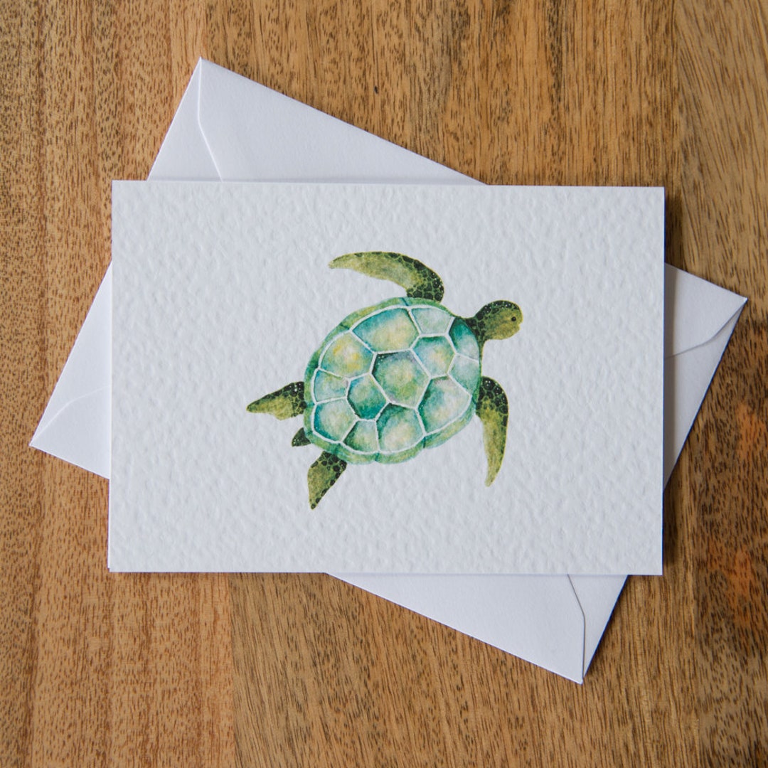 Turtle Watercolour Greetings Card |sea Turtle | Card | Blank Card ...