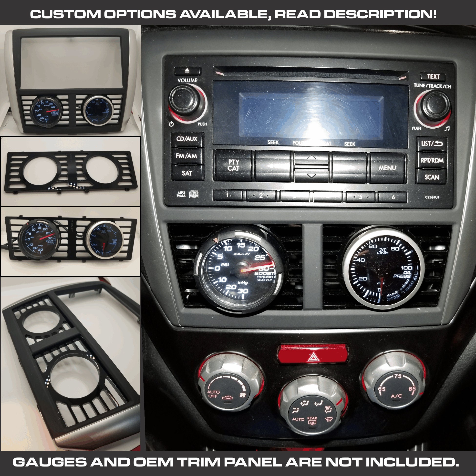 2008 2014 WRX STI 52mm center vent dual gauge pod mount - Etsy.de