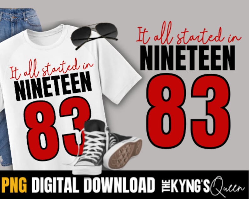 1983 Birthday Multi Color Png | 1983 Birthday Shirt PNG | Vintage Retro ...