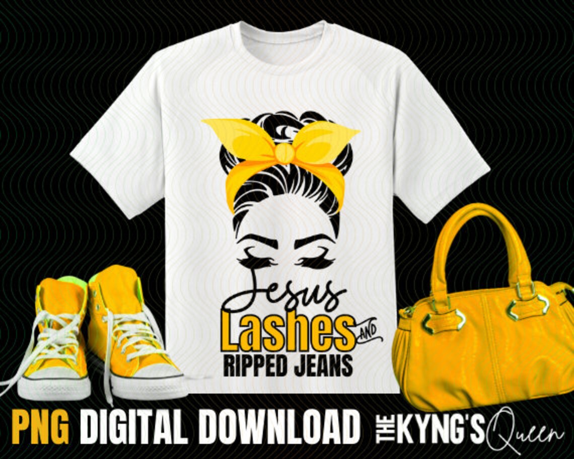 Jesus Lashes and Ripped Jeans PNG SVG Tshirt Design for Women - Etsy