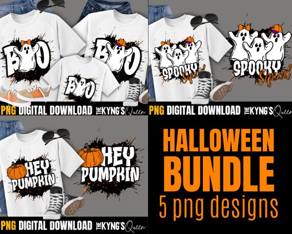 Boo Spooky Squad Hey Pumpkin Png Bundle Halloween - Etsy