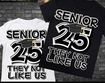 Senior 25, His and Her Blue Graduation Shirt Design, Class of 2025, DTF ...