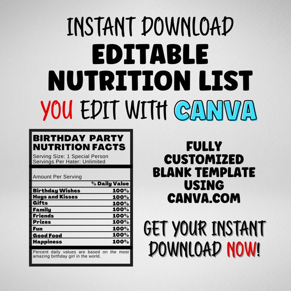 Chip Bag Nutrition Facts - Etsy