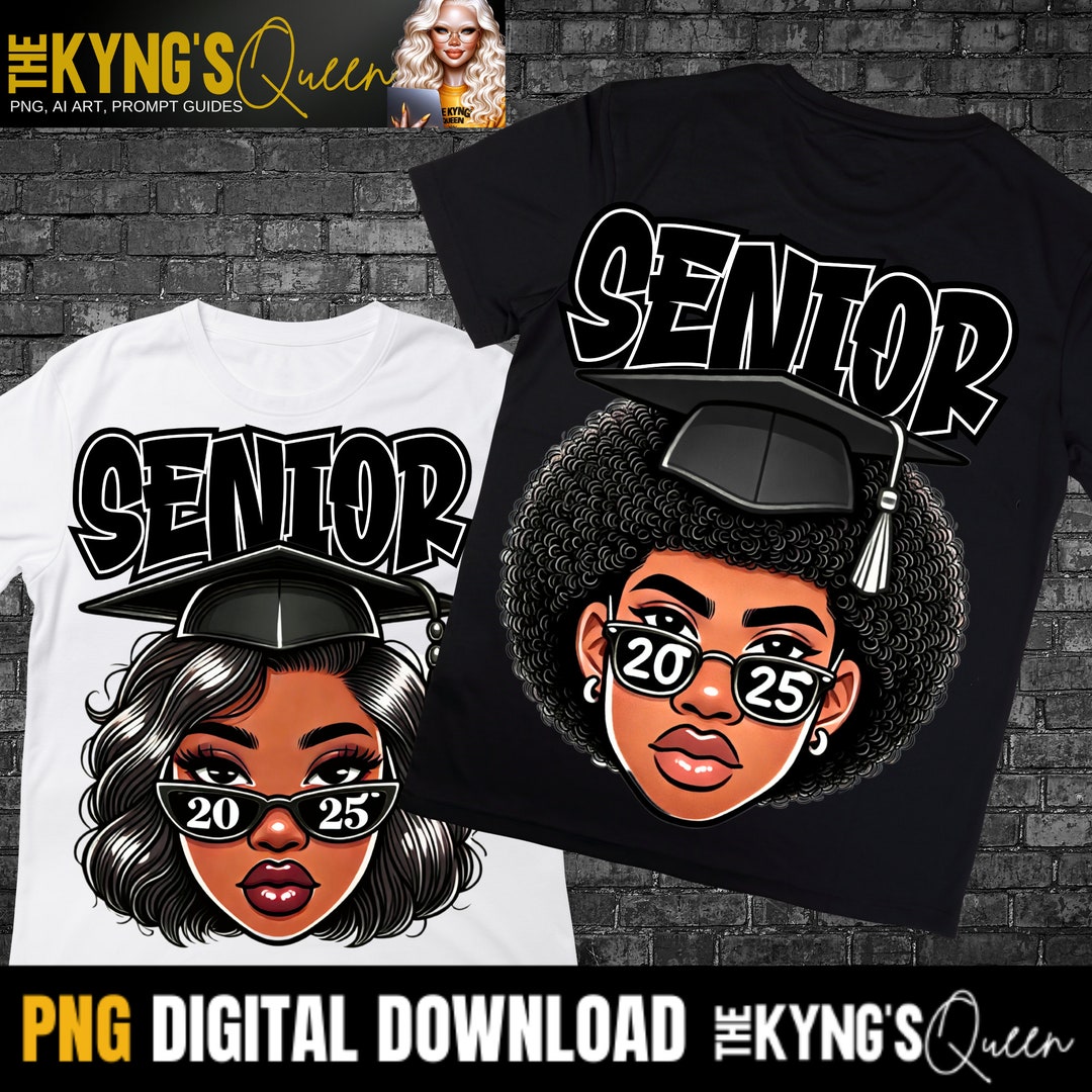 Senior 25, His and Her Black Graduation Shirt Design, Class of 2025 ...