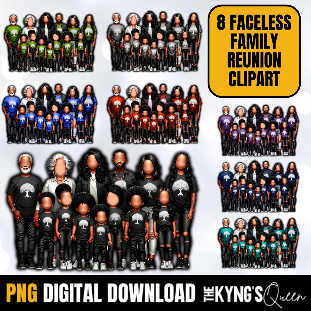 Faceless Family Reunion Clipart PNG Bundle, Family Shirt, Reunion ...