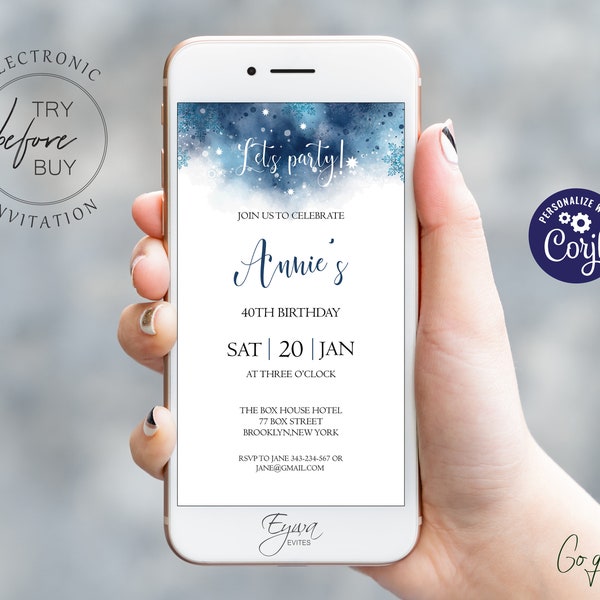 Snowflake Birthday Invitation - Etsy