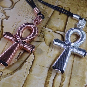Copper or Silver Wire (non-tarnish) Coil Wrapped Ankh Pendant. - Etsy
