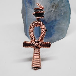 Shungite Bead, Copper Coiled Ankh Pendant. - Etsy