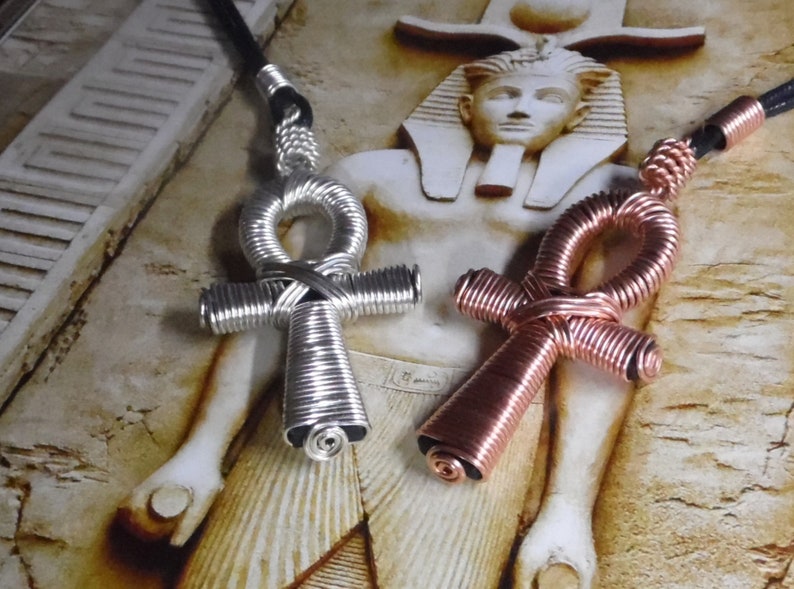 Copper or Silver Wire (non-tarnish) Coil Wrapped Ankh Pendant. - Etsy
