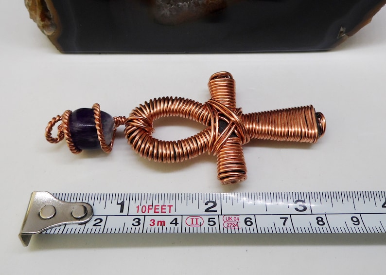 Copper Coiled Ankh, Amethyst Bead Pendant - Etsy