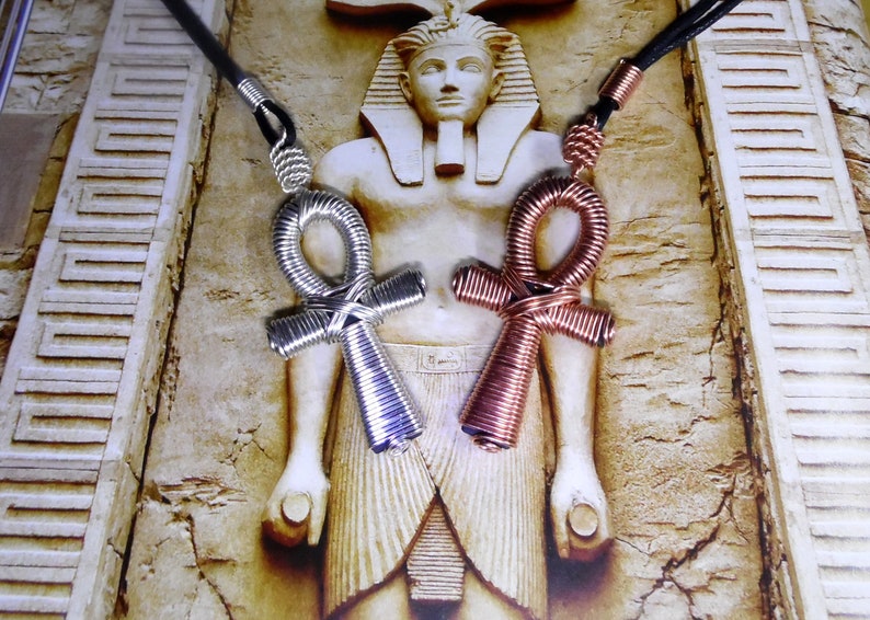 Copper or Silver Wire (non-tarnish) Coil Wrapped Ankh Pendant. - Etsy