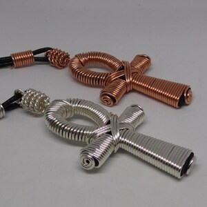 Copper or Silver Wire (non-tarnish) Coil Wrapped Ankh Pendant. - Etsy