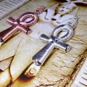 Copper or Silver Wire (non-tarnish) Coil Wrapped Ankh Pendant. - Etsy