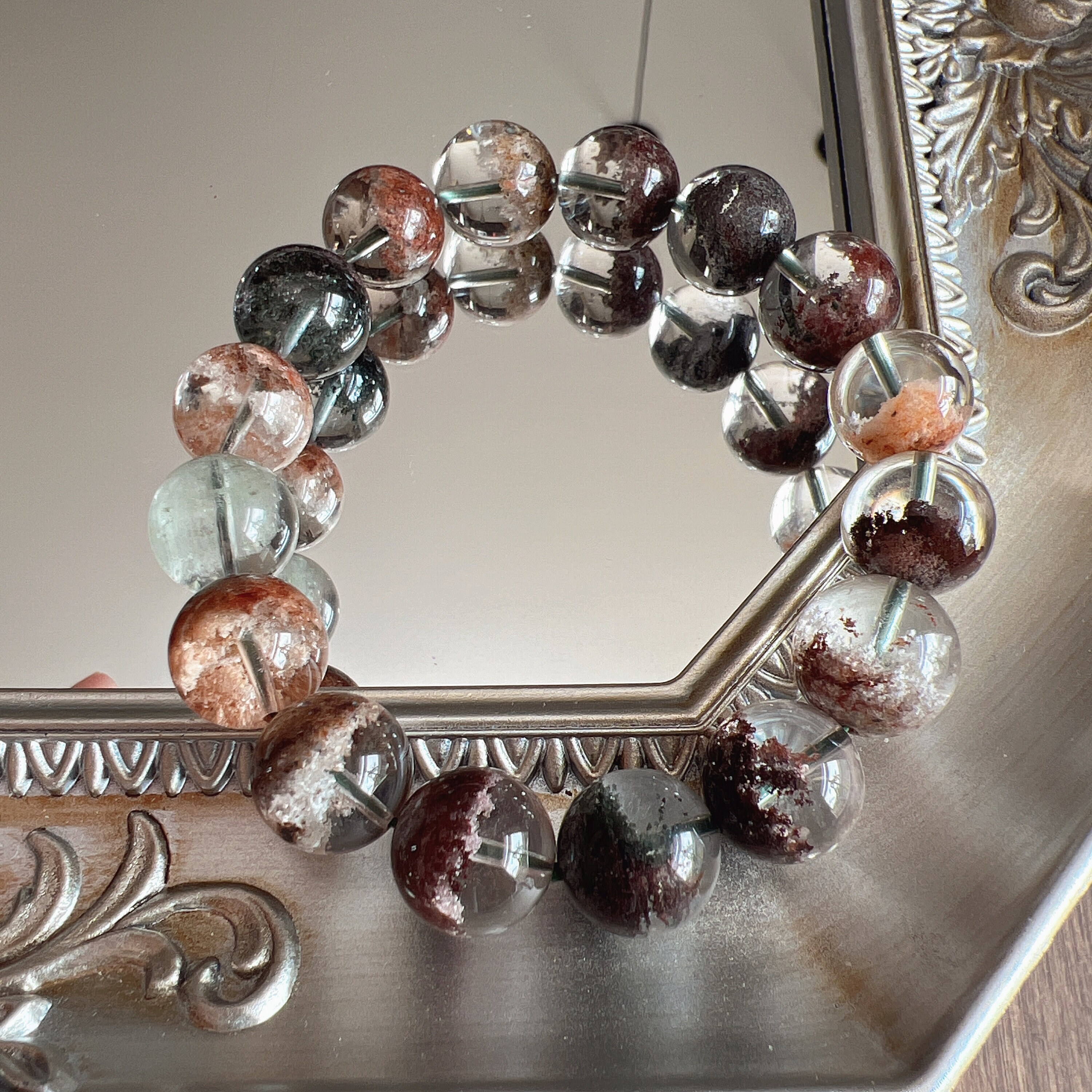 High Quality 13mm Rare Natural Four Season Phantom Crystal Beaded ...