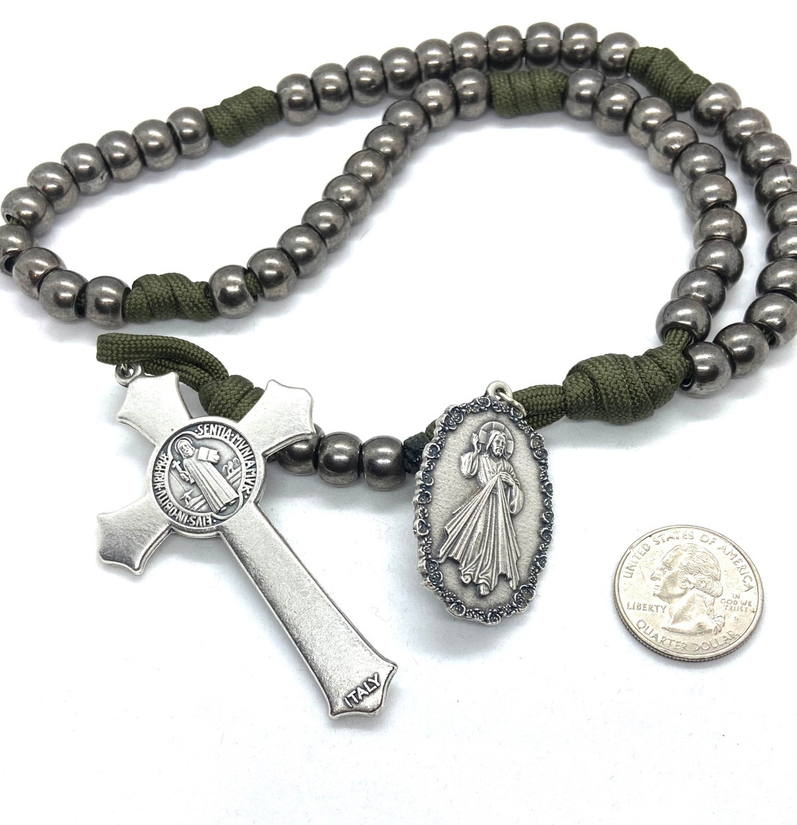 Durable Paracord Rosary w/Large Gun Metal Beads and Large | Etsy