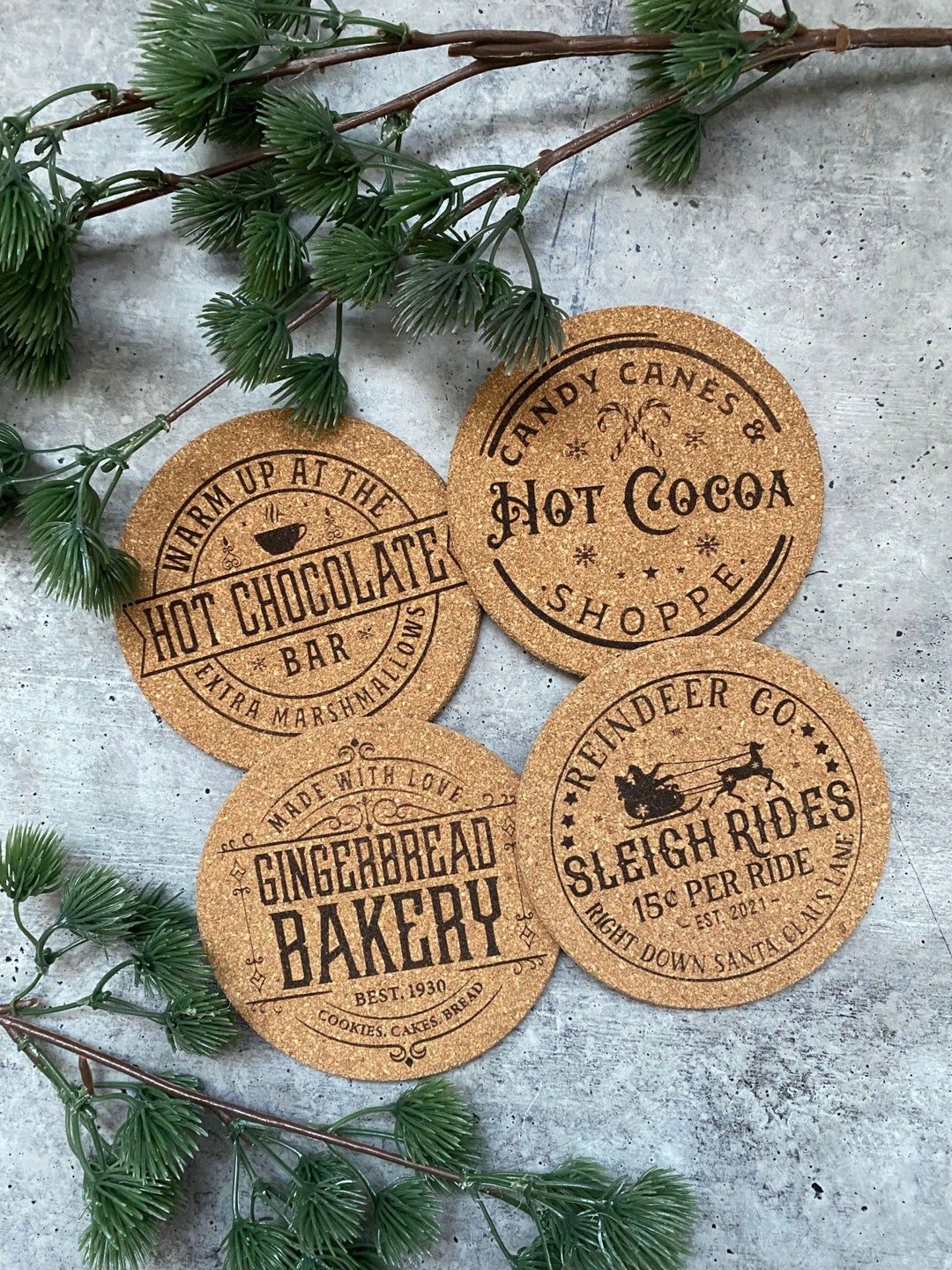 Vintage Christmas Coaster Set Retro Christmas Coasters Absorbent ...