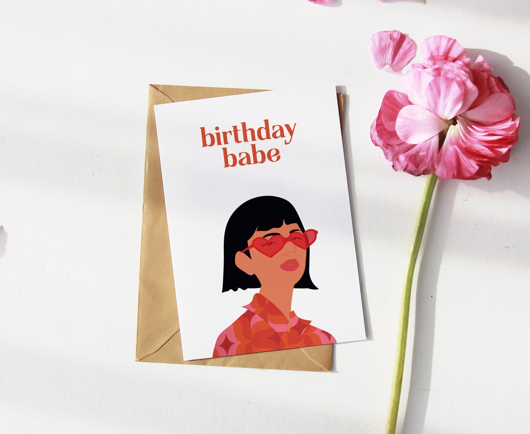 Birthday Babe Birthday Card Illustrated Birthday Card Punny - Etsy