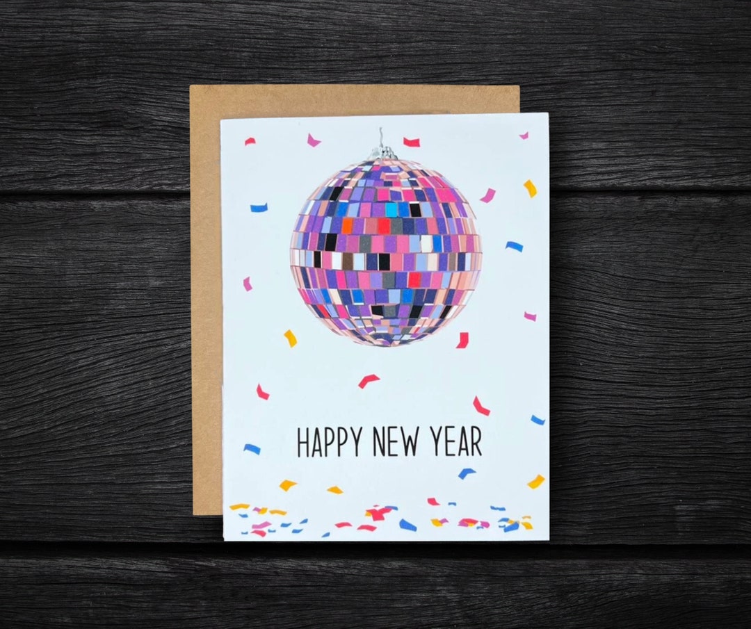 Disco Ball Happy New Year Card “happy New Year" | Disco Ball Cards ...