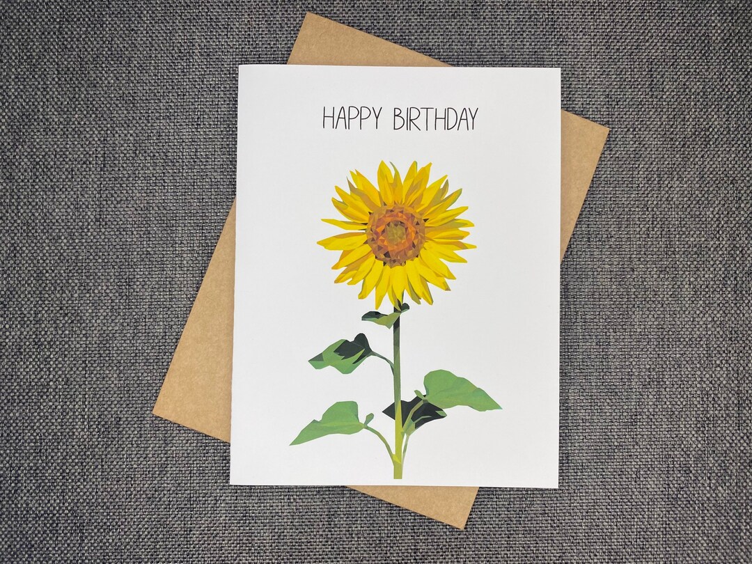 Happy Birthday Sunflower Card Happy Birthday Flower Card - Etsy