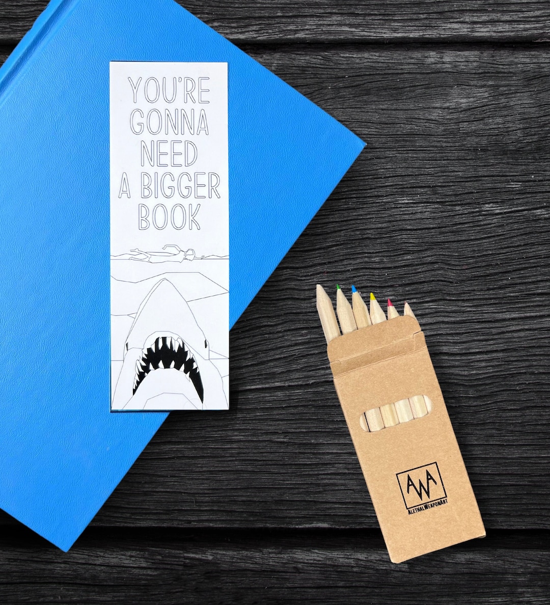 Jaws Coloring Bookmark Color in Bookmark Jaws Bookmark DIY Bookmark - Etsy