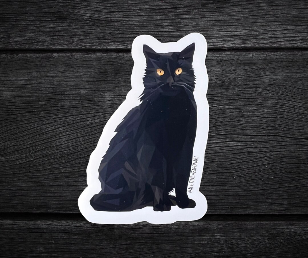 Black Cat Vinyl Sticker | Spooky Kitty Sticker | Halloween Kitty ...