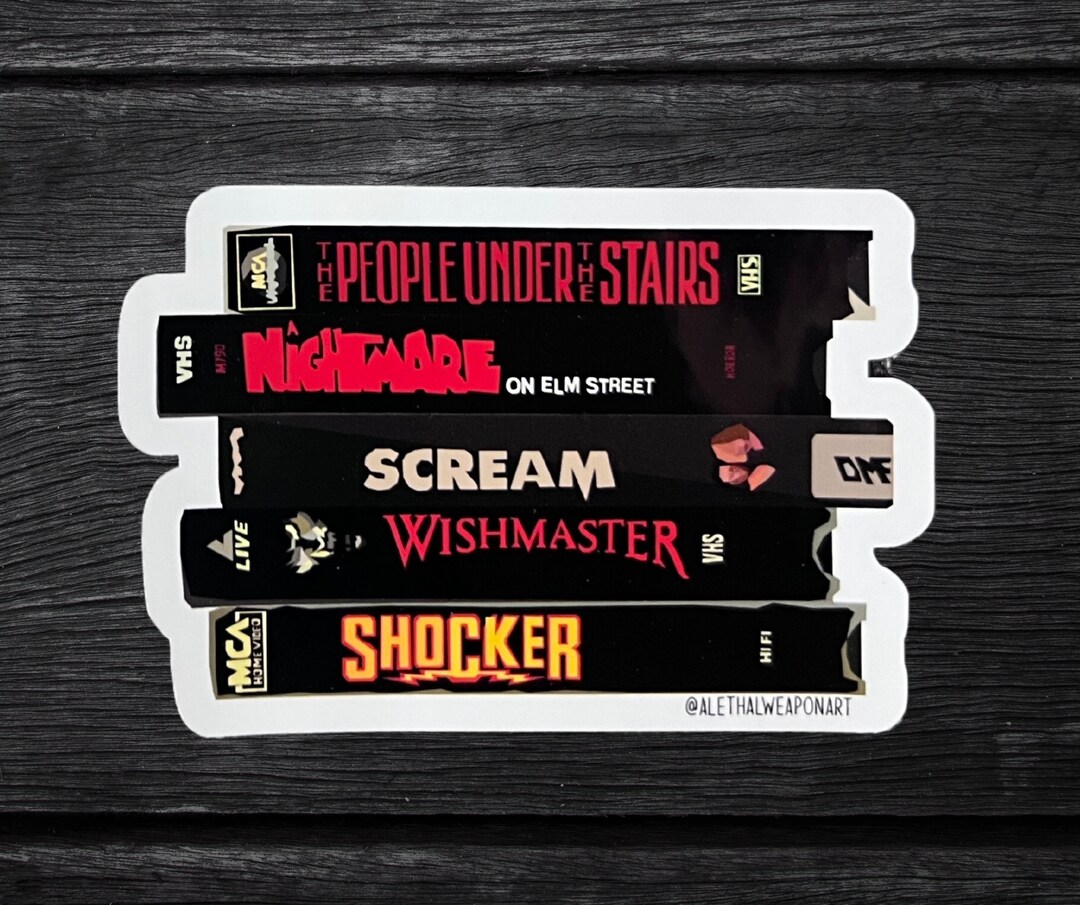 Wes Craven Horror VHS Stack Vinyl Sticker | Horror Movie Stickers ...