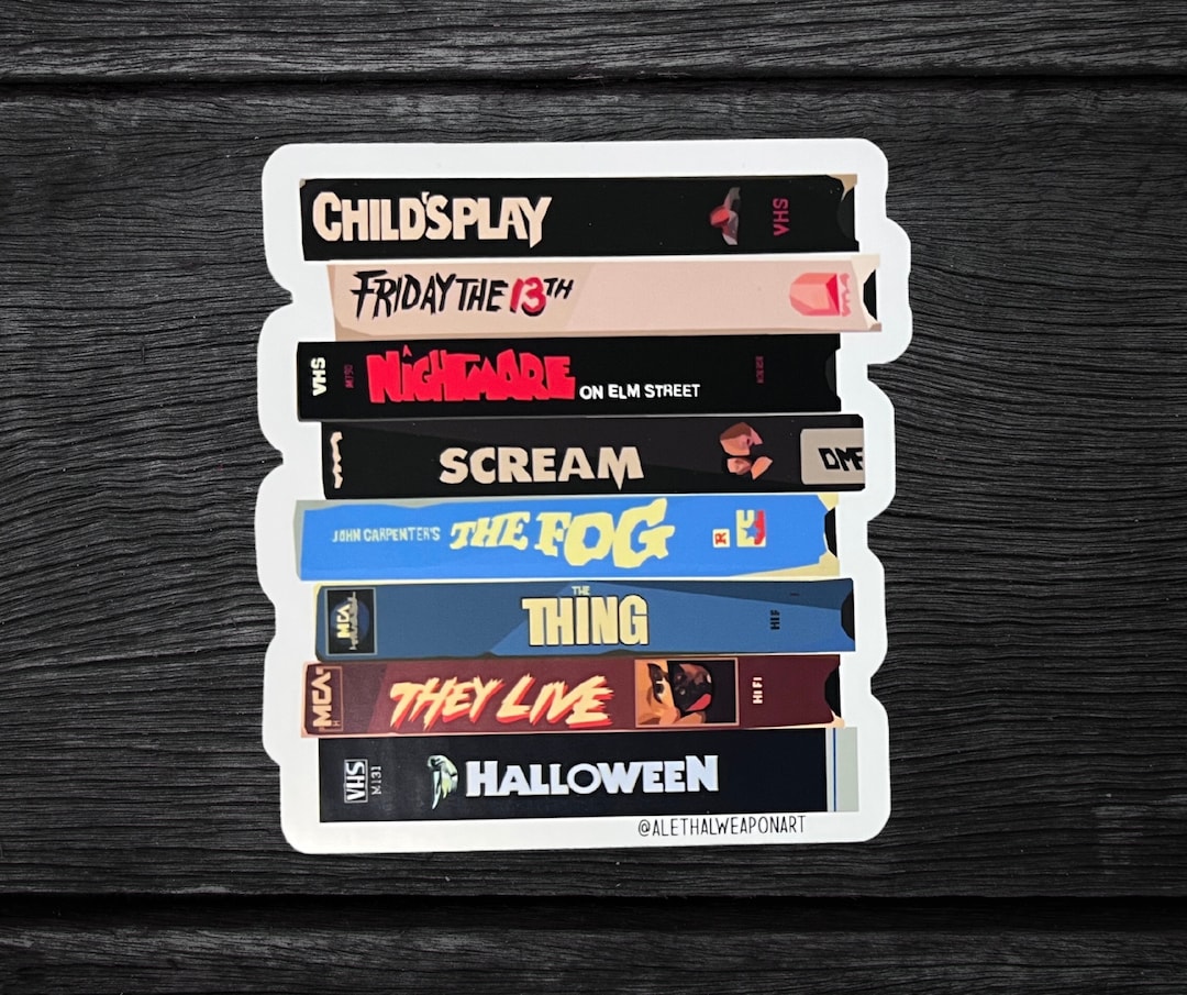 Horror VHS Stack Vinyl Sticker | Horror Movie Stickers | Horror VHS ...