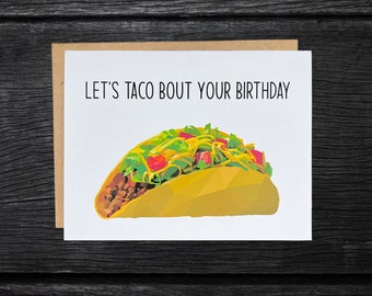 Taco Birthday Card Funny Card Birthday Greetings Food - Etsy