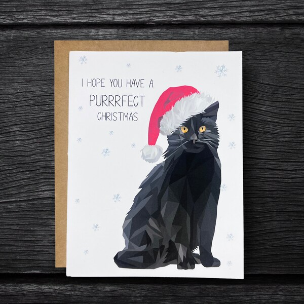 Christmas Cat Card - Etsy