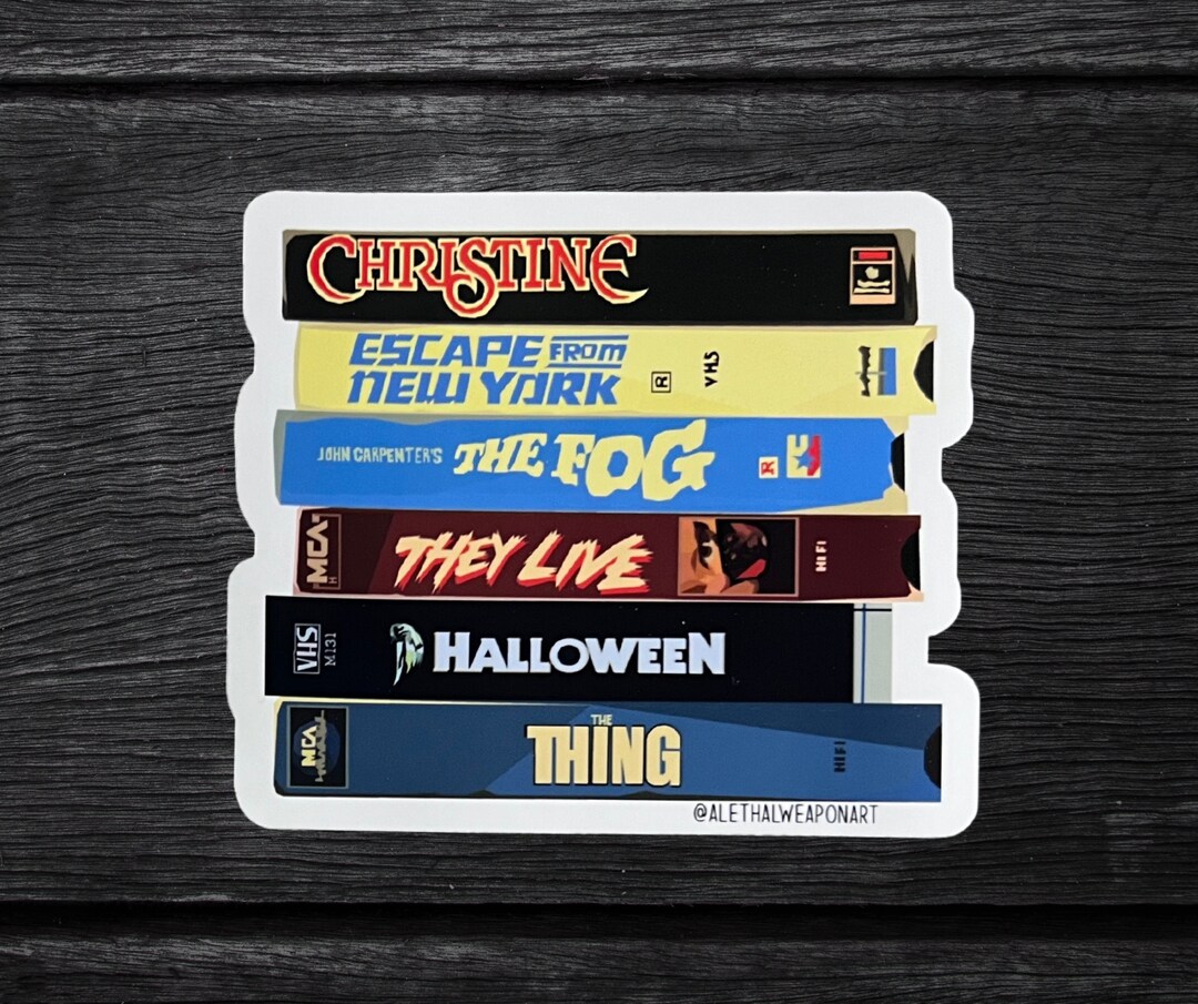 John Carpenter Horror VHS Stack Vinyl Sticker | Horror Movie Stickers ...