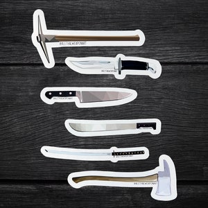Horror Movie Weapons Vinyl Sticker Pack | Ax, Sword, Machete, & Knives ...