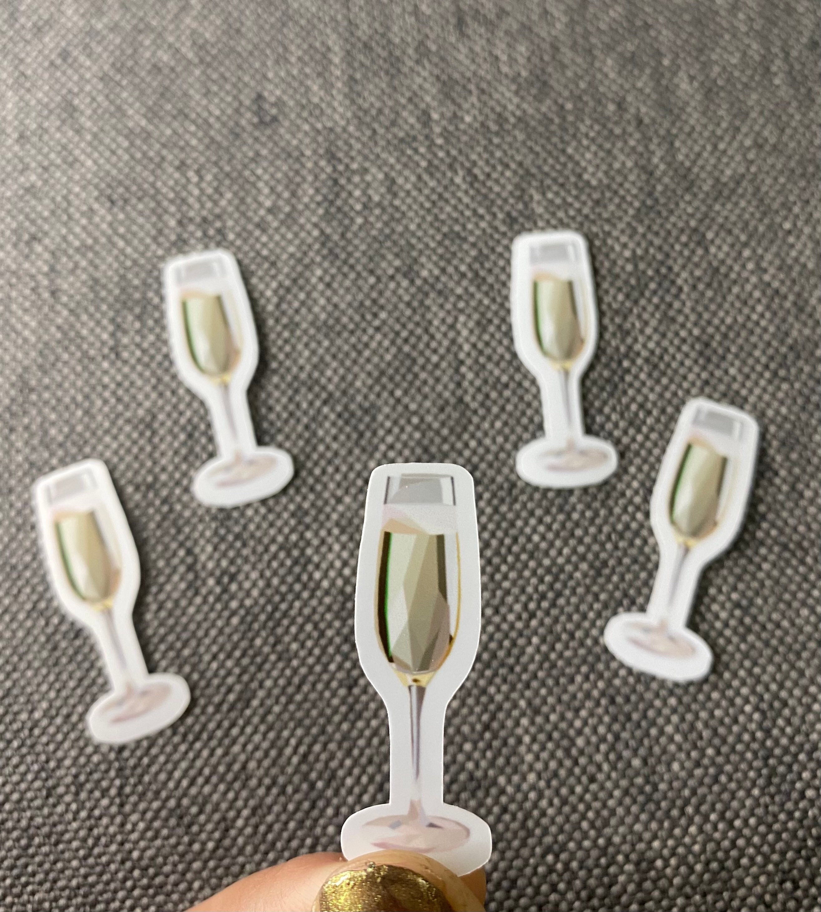 Mini Champagne Flute Vinyl Sticker Pack Champagne Stickers | Etsy