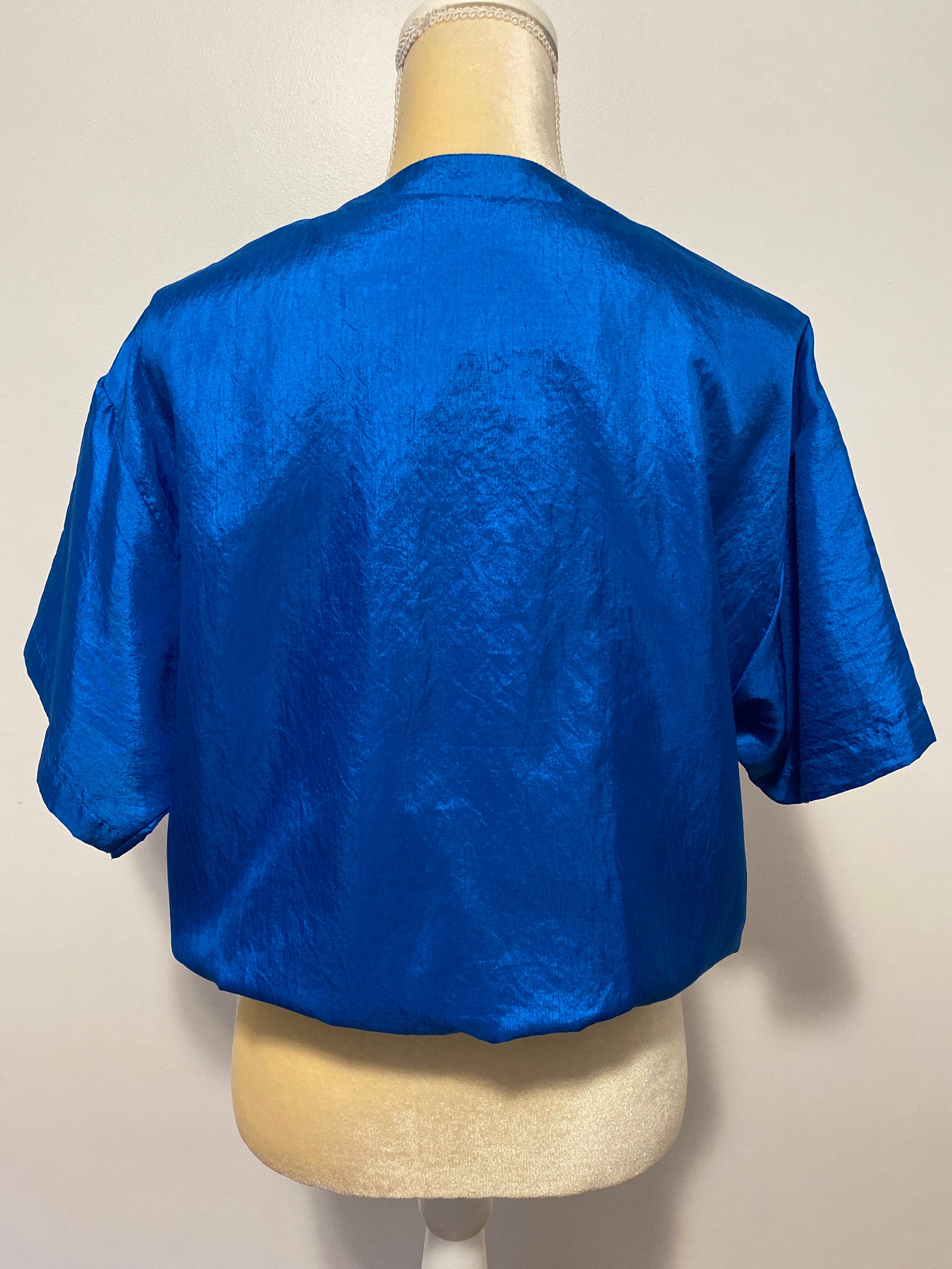 1970s Vintage Disco Top, Blouson Style, Short Sleeve, Shimmer, Disco ...