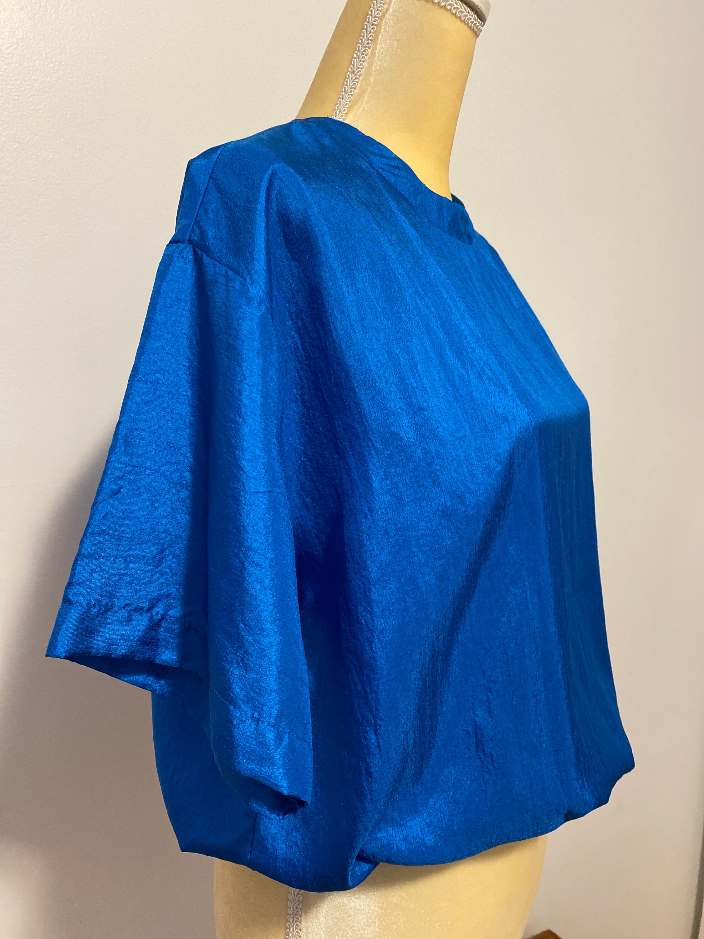 1970s Vintage Disco Top, Blouson Style, Short Sleeve, Shimmer, Disco ...