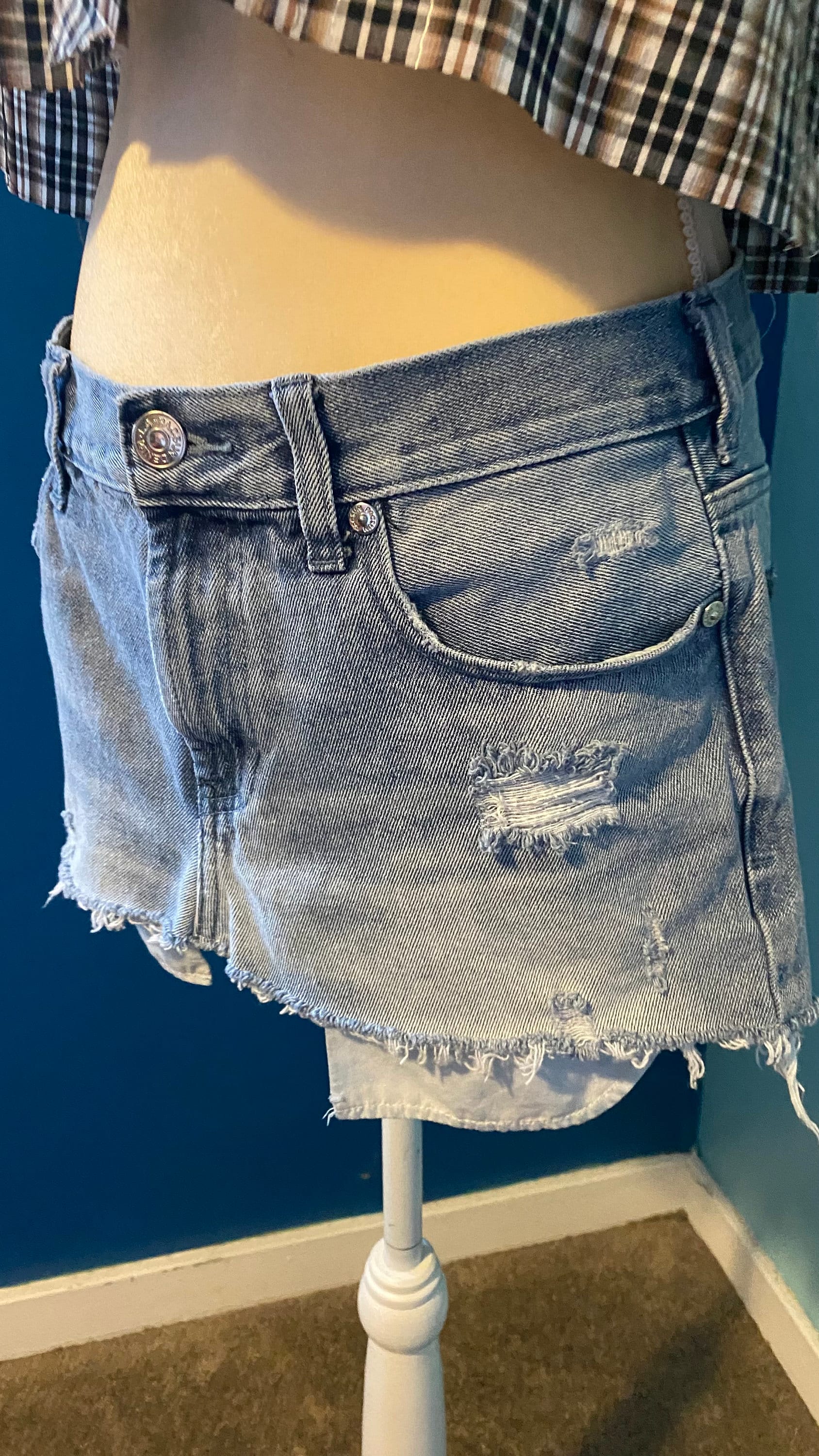 Y2K Micro Mini, Denim Skirt, Upcycled Jeans, Distressed, Fade, Low ...