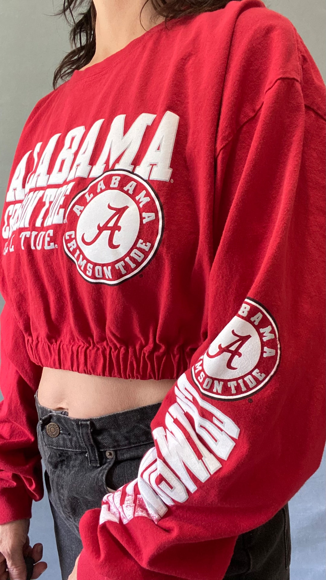 Alabama Crimson Tide Crop Top Reworked Tee Long Sleeve - Etsy