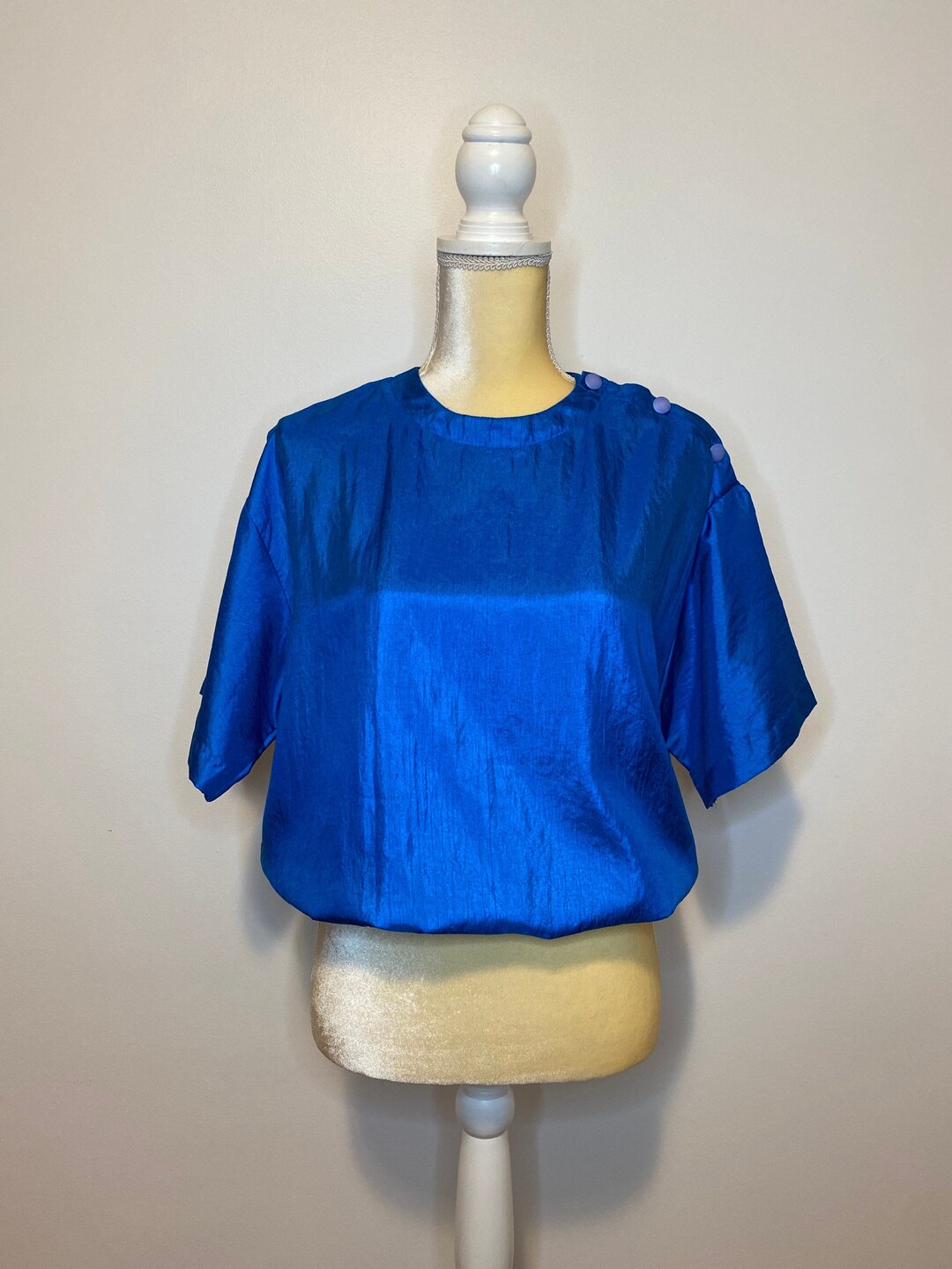 1970s Vintage Disco Top, Blouson Style, Short Sleeve, Shimmer, Disco ...