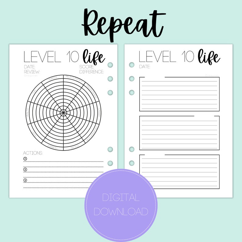 A5 Level 10 Life Planner Printables Bullet Journal Happy Planner ...