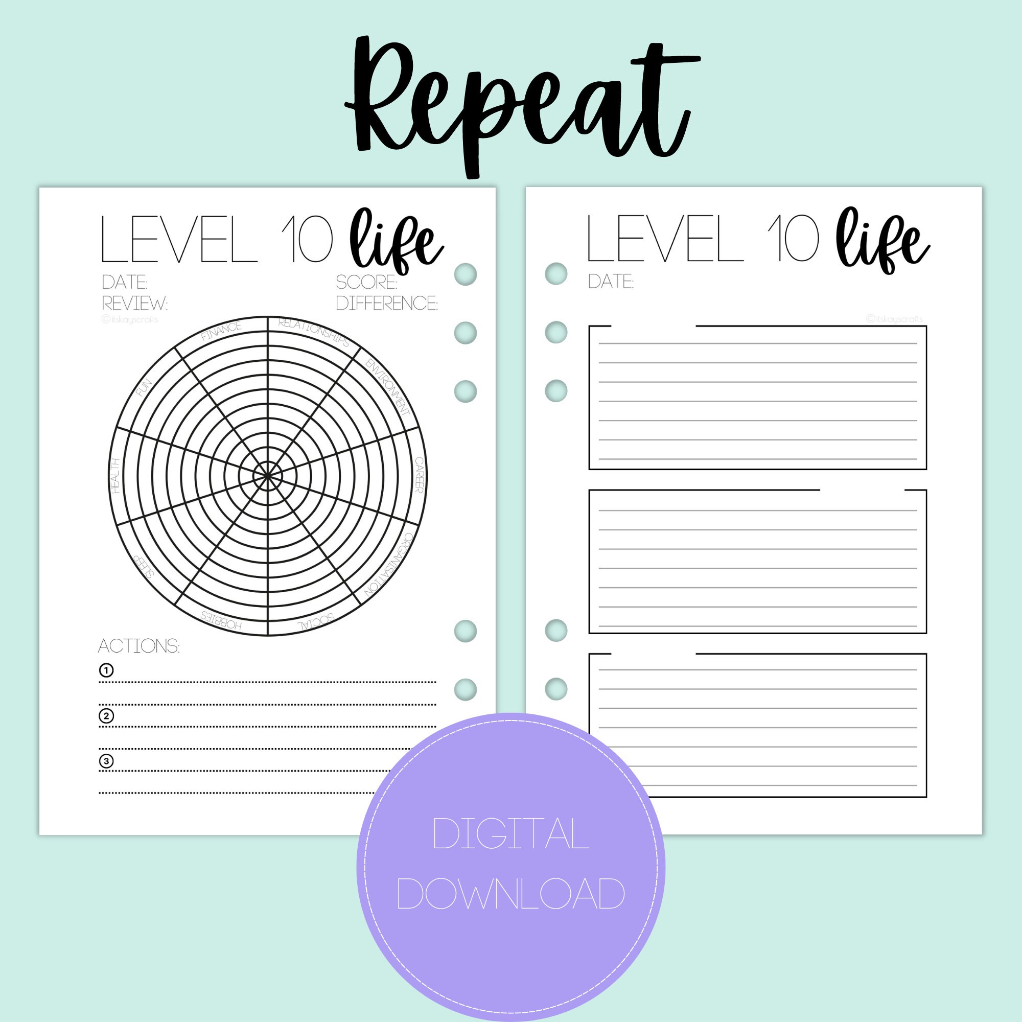 A5 Level 10 Life Planner Printables | Bullet Journal | Happy Planner ...