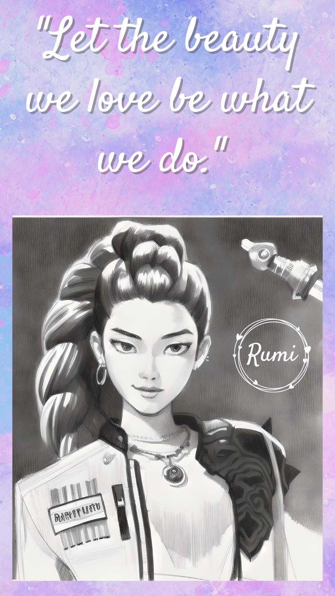 Huntrix K-pop Demon Hunters Rumi | Ai Digital Sketch Art Print | PNG ...