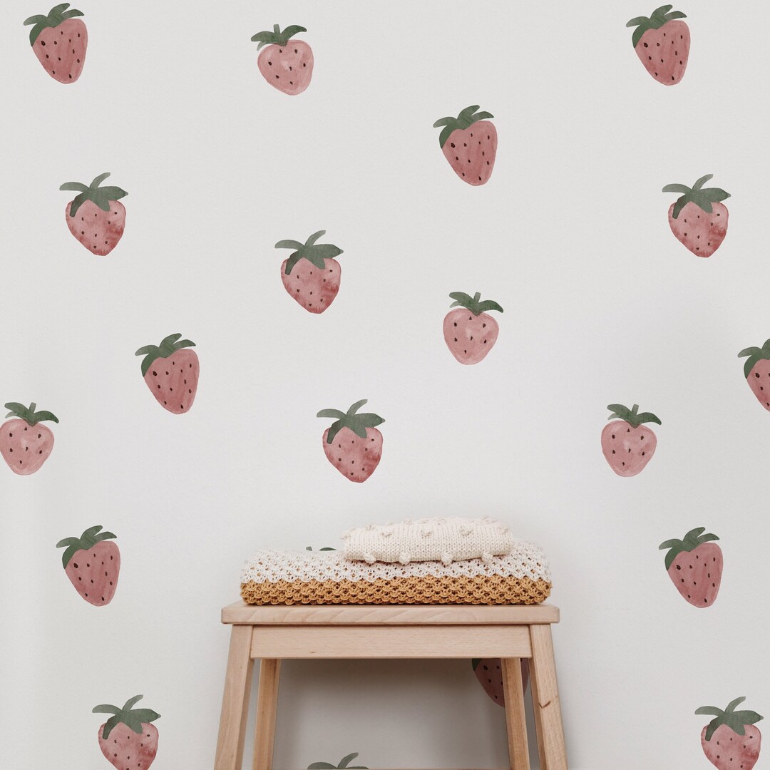 Strawberries Muted Pink Decal - Nursery and Kids Room Decor - Whimsy ...