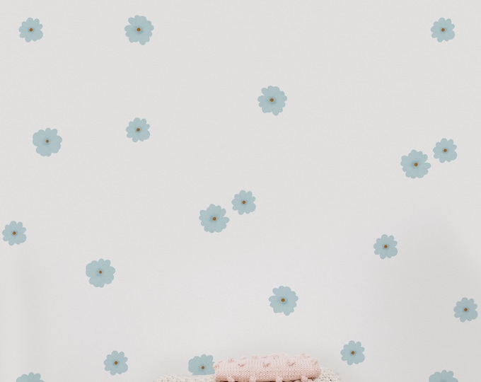 Blue Flower Wall Decals, Flower Wall Stickers for Bedroom Living Room ...