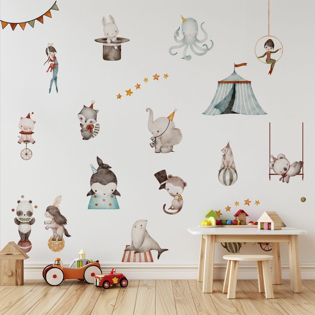 At the Circus Decal, Circus Decal, Circus Wall Sticker, Animal Decals ...